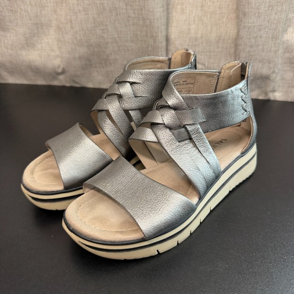 Salvia | Shoes | Salvia Aida Platform Sandals Womens 636 Metallic ...